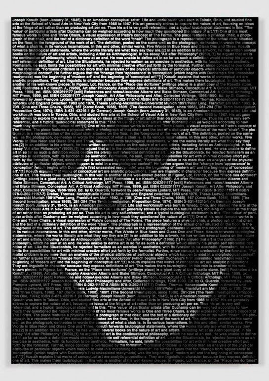 Joseph Kosuth | Portrait